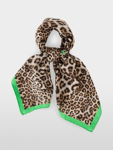 Silk scarf with leopard print | marc-cain.com/en