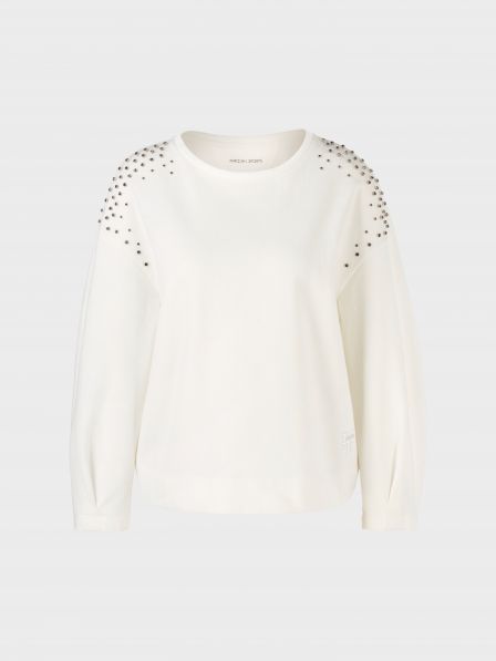 Sweatshirt with rhinestone appliqué | marc-cain.com/en