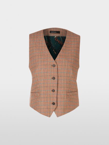 Vest with mini pepita pattern | marc-cain.com/en