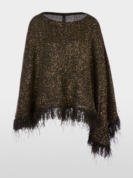 Ostrich feather poncho | marc-cain.com/en